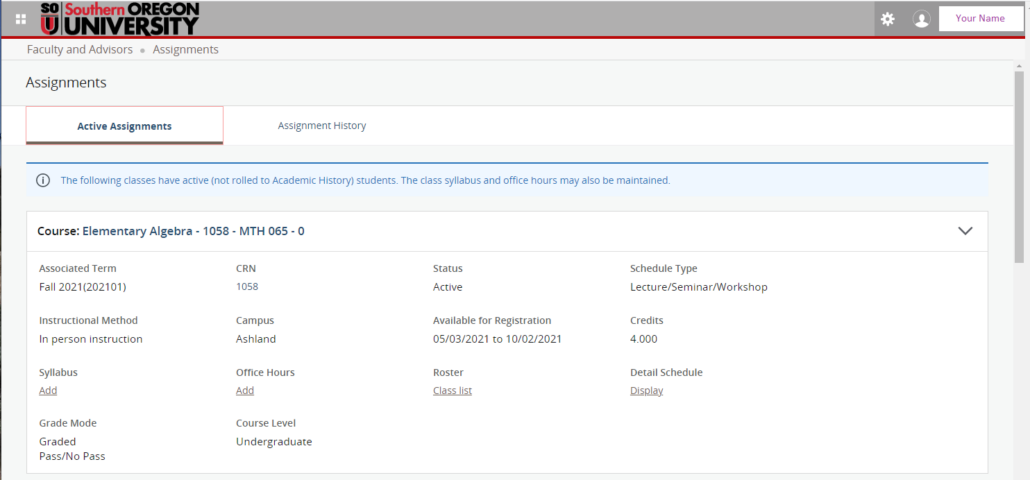 Banner Self-Service for Faculty and Advisors - Information Technology at SOU